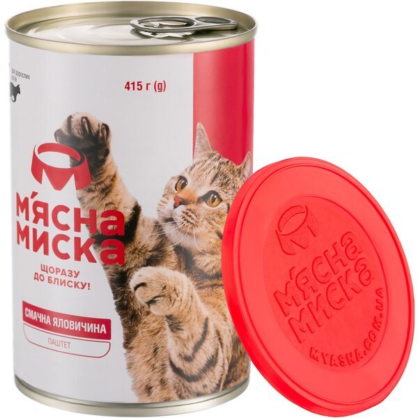 Паштет для кошек М'ясна Миска с говядиной 415 г – купить в Киеве | цена ...